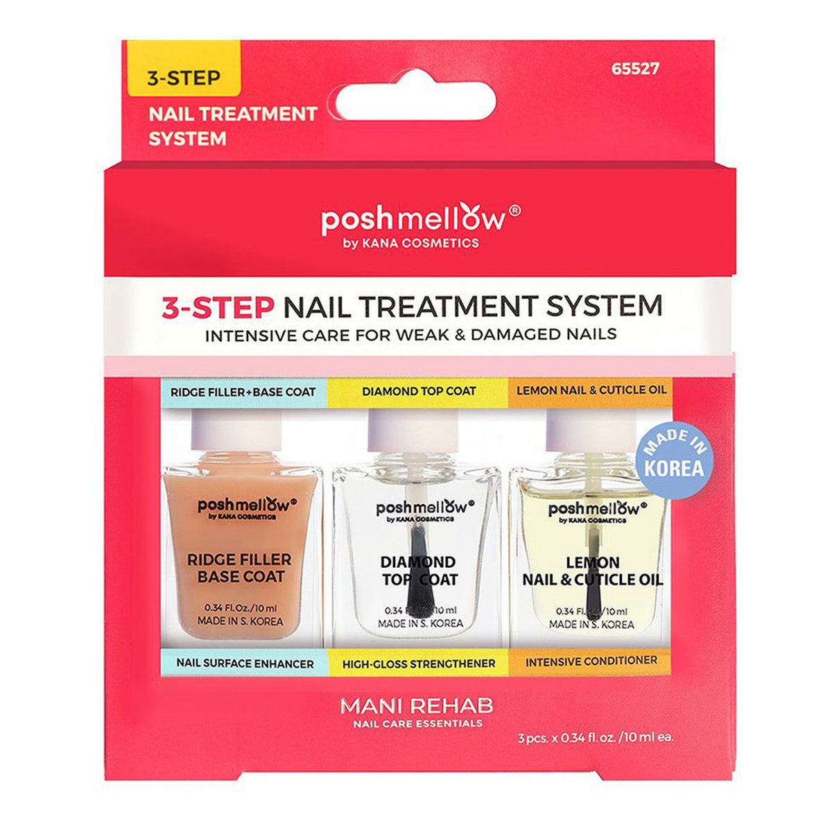 Posh Mellow 3-Step Nail Treatment System Intensive Care for Weak & Dam ...