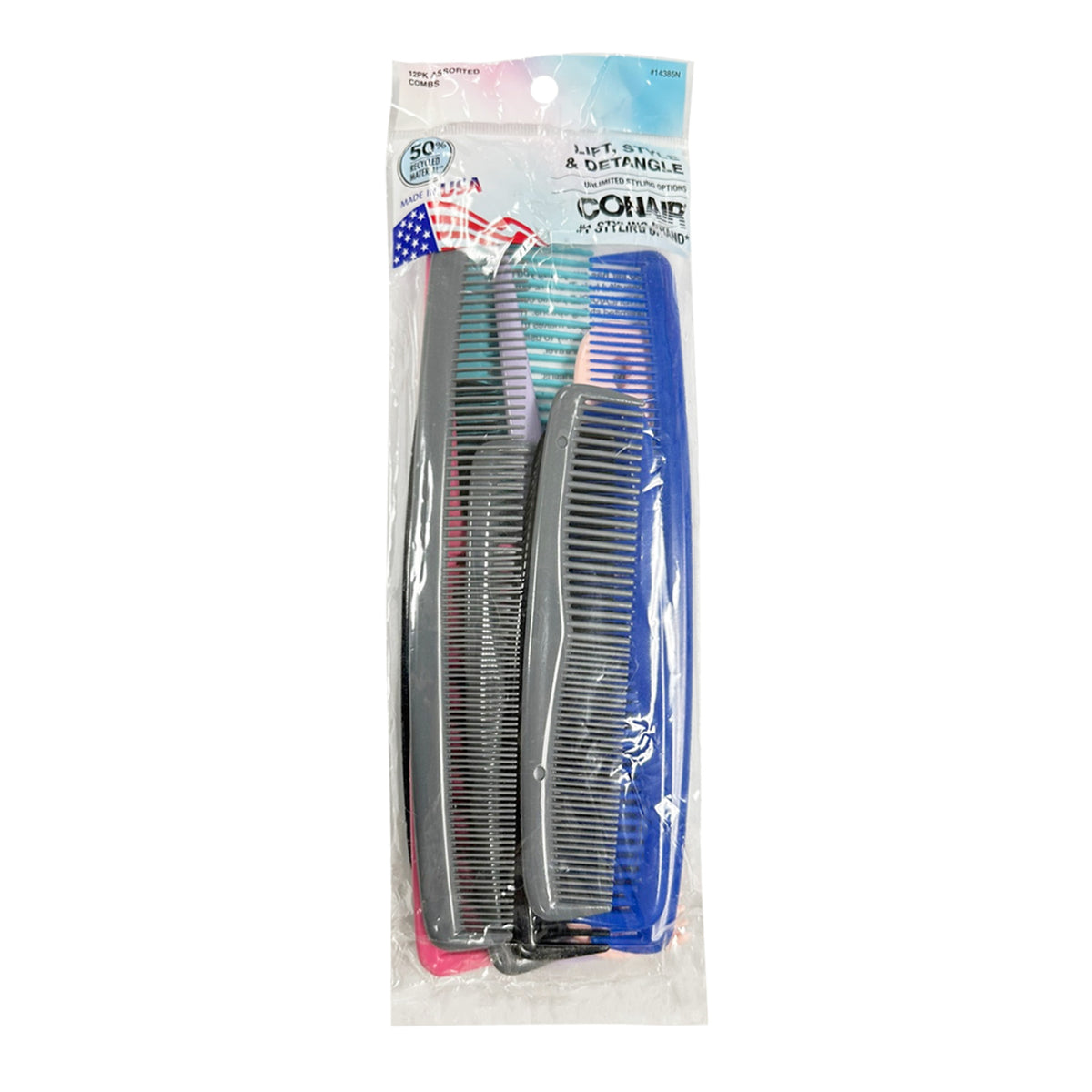 Conair Lift Style & Detangle Assorted Combs 12pcs – ikatehouse