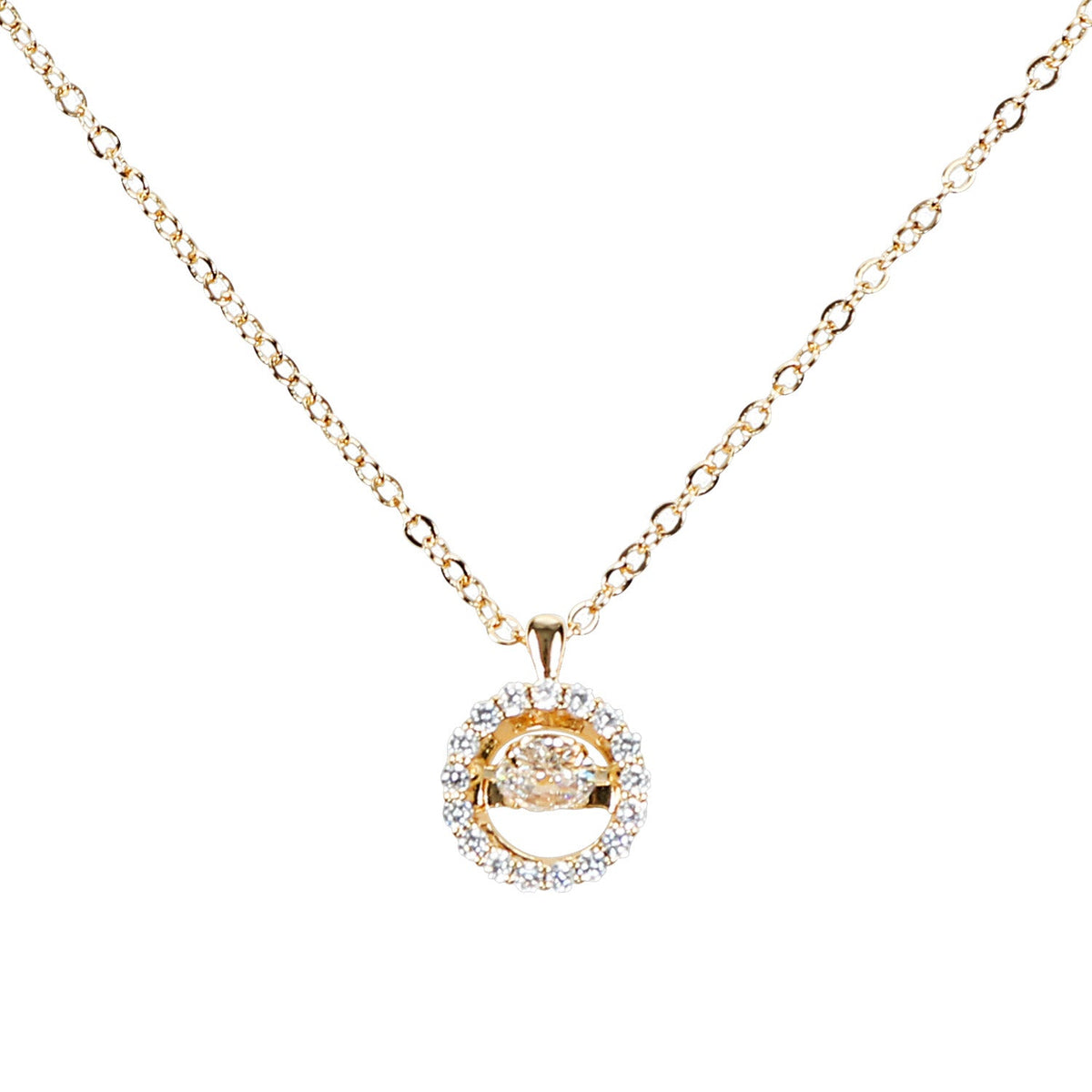 Cubic Zirconia Circle Dancing Stone Pendant Necklace – ikatehouse