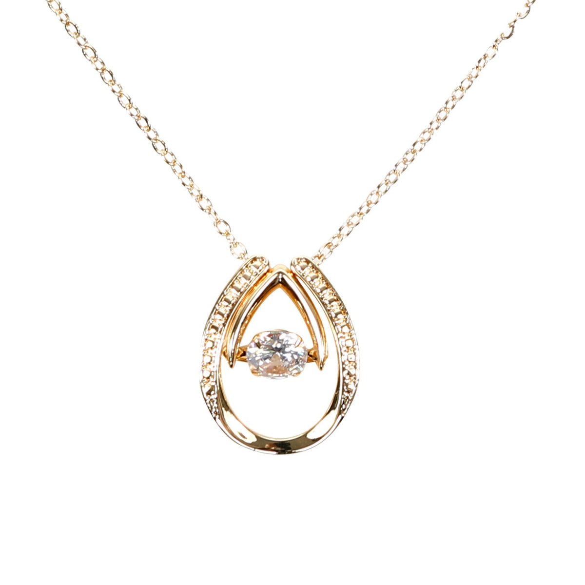 Cubic Zirconia Drop Dancing Stone Pendant Necklace – ikatehouse