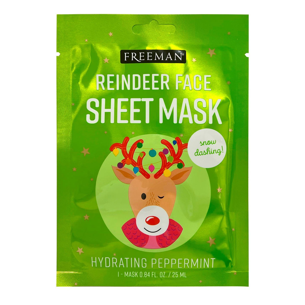 Freeman Reindeer Face Sheet Mask Hydrating Peppermint 0.84oz / 25ml ...